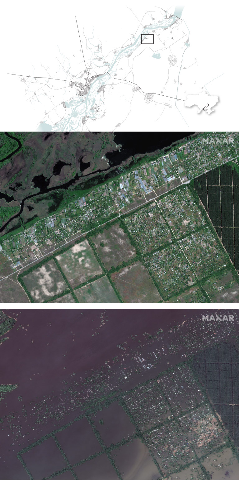 Satellite images show the devastation from the Kakhovka dam collapse ...